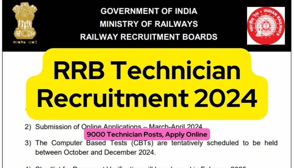 RRB Technician Recruitment 2024: 9000 Technician Posts, Apply Online ...